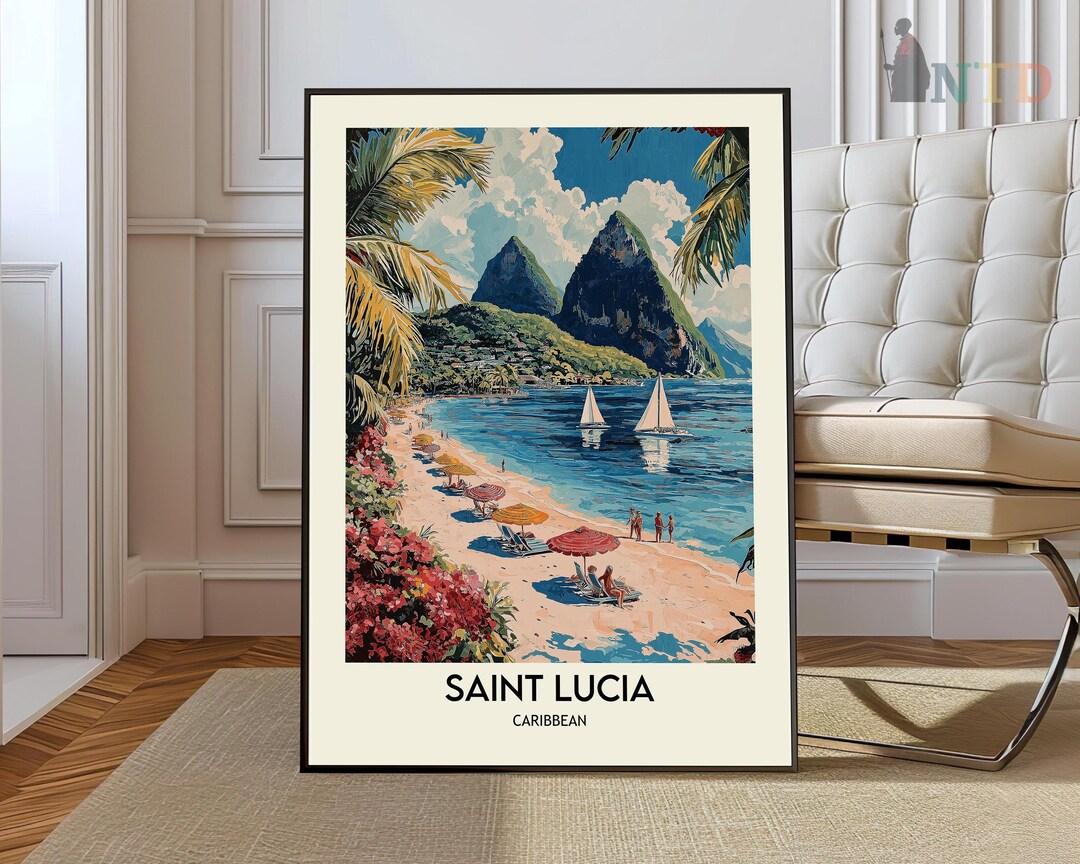 Saint Lucia Print, Saint Lucia Art, Saint Lucia Island, Saint Lucia ...