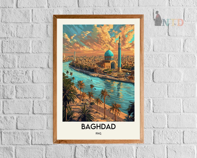 Baghdad Poster, Baghdad Travel Print, Islamic Decor, Tropical Wall Art ...