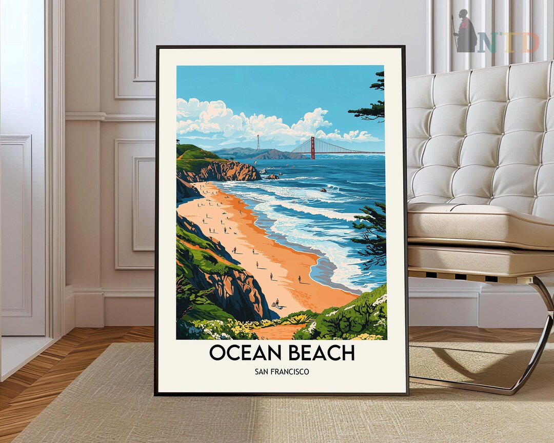 Ocean Beach Poster, Ocean Beach Wall Art, Ocean Beach Print, Ocean ...