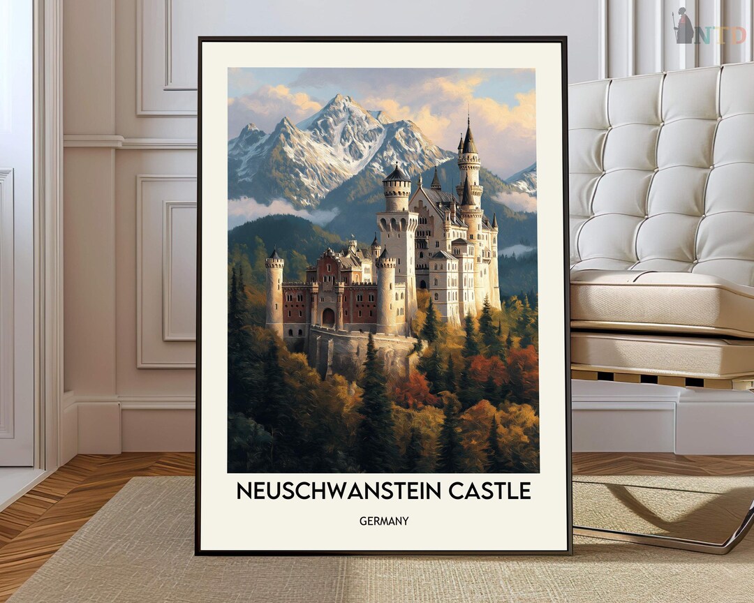 Neuschwanstein Castle Germany Poster Print, Bavarian Alpine Fairy-tale ...