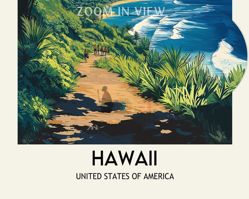 Hawaii Travel Poster, Oahu Coastline View, Archival Quality Print - Etsy