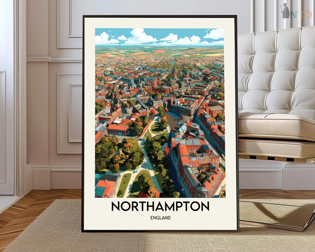 Northampton England Poster, Historic Market Town Wall Art, Classic ...