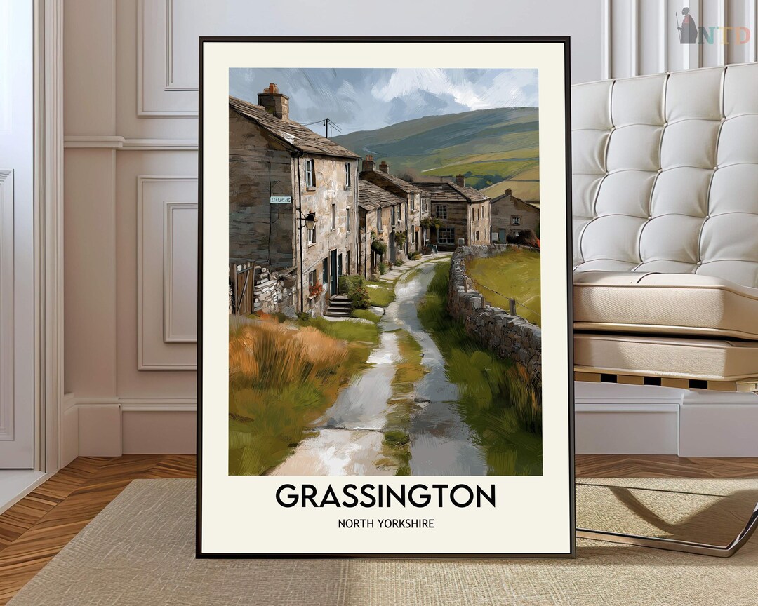 Grassington England Poster Print, Yorkshire Dales Stone Village Wall ...