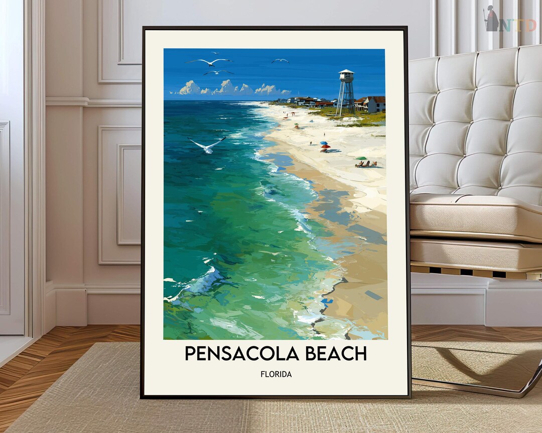 Pensacola Beach Florida Poster Print, Gulf Coast Wall Art, Emerald ...