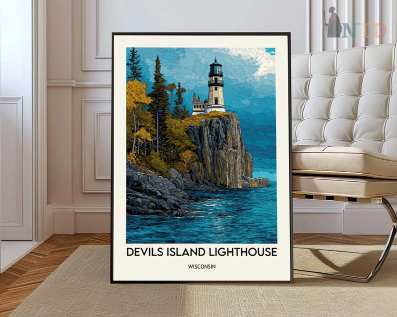 Devils Island Light Poster, Devils Island Light Wall Art, Devils Island ...