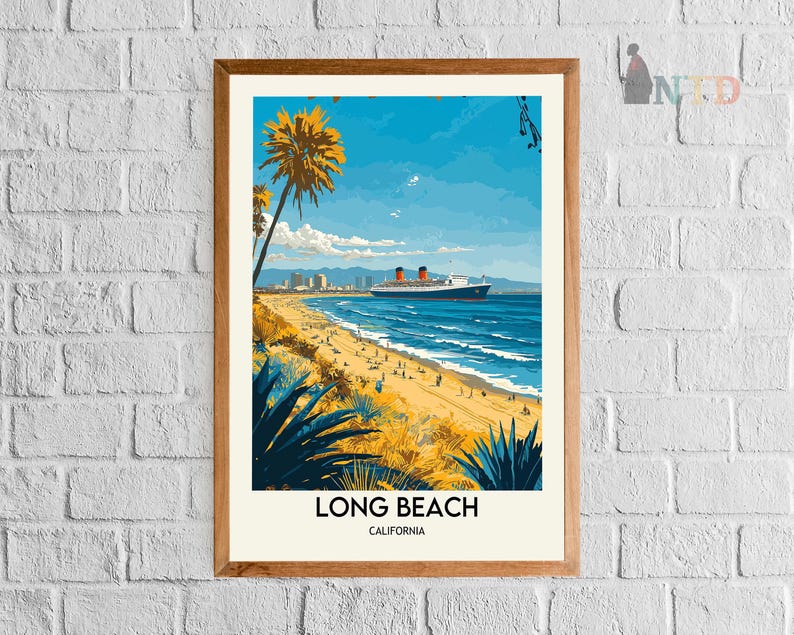 Long Beach Print, Long Beach Wall Art, Long Beach Poster, Long Beach ...