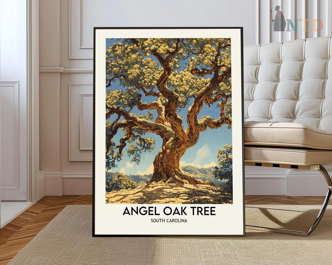 Angel Oak Tree Print, Angel Oak Tree Wall Art, Angel Oak Tree Poster ...