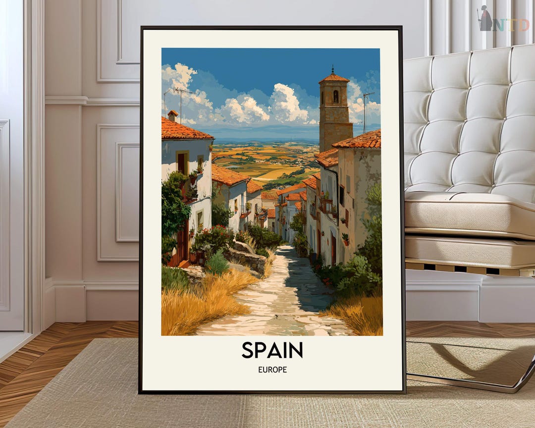 Spain Map Poster Print, Mediterranean Country Wall Art, Iberian ...