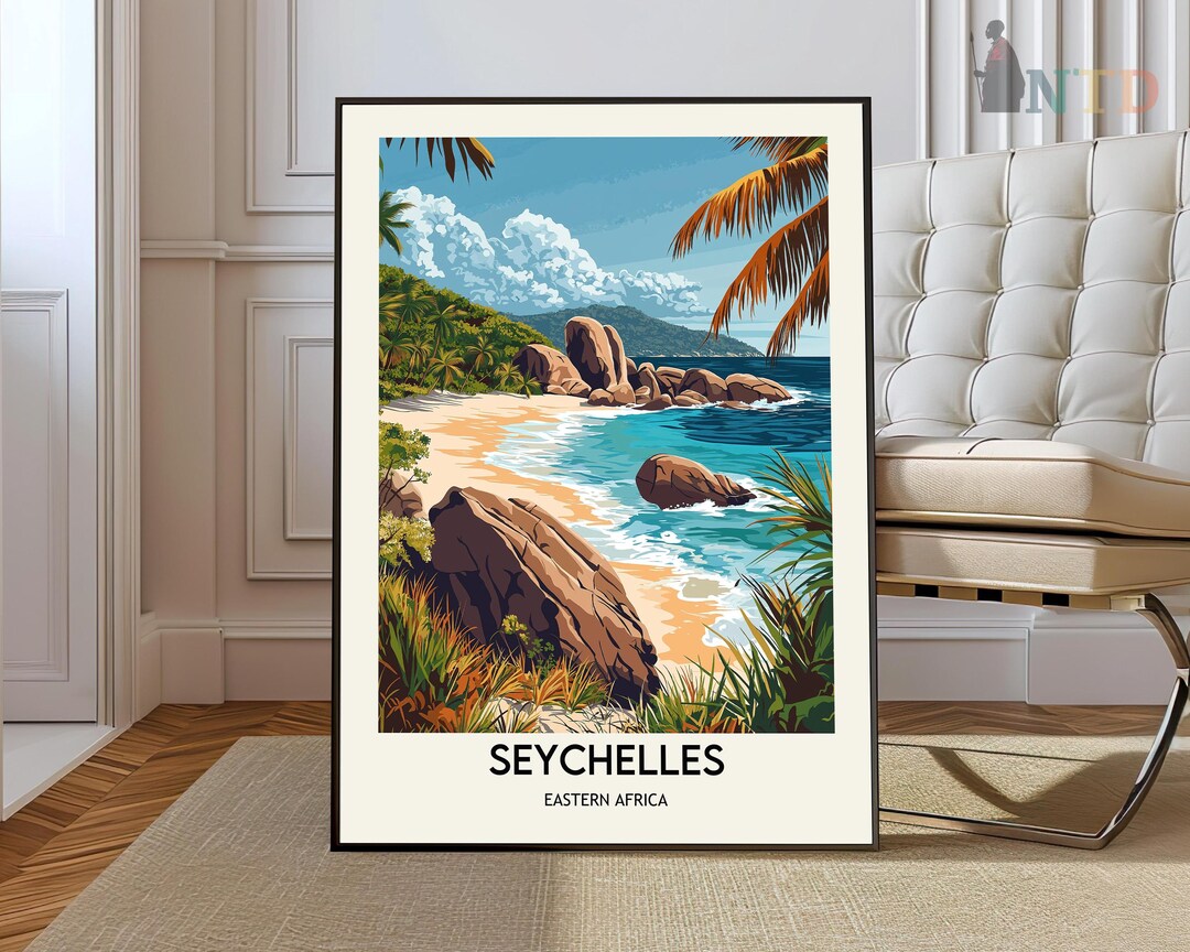 Seychelles Print, Seychelles Poster, Seychelles Travel Poster, Indian ...