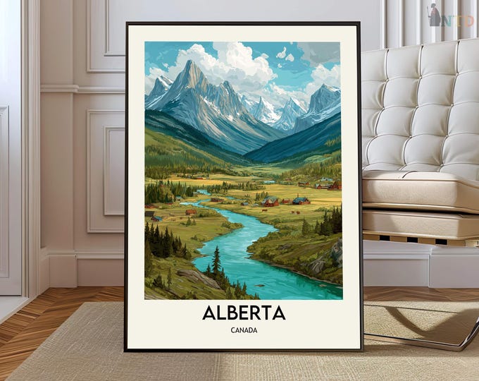 Alberta Wheat Field Map Art Print, Minimalist Design (digital Download ...