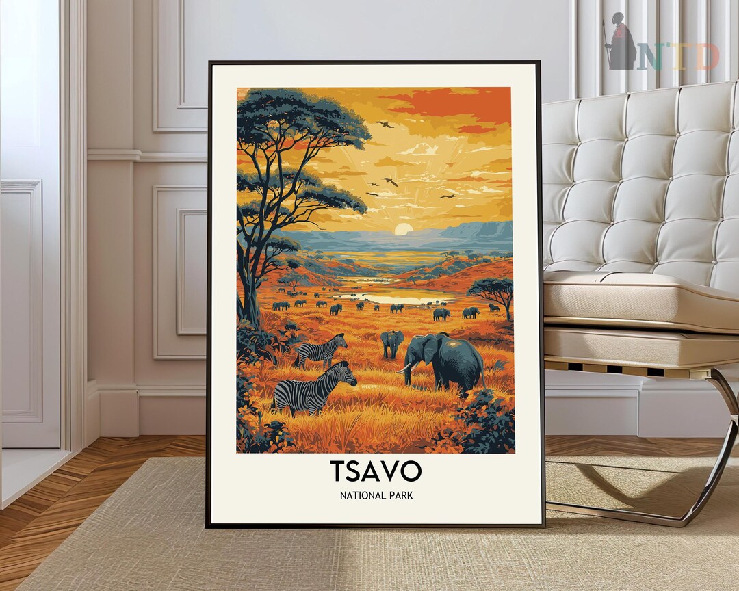 Tsavo National Park Poster: Kenya Wildlife Photography, Safari Wall Art ...
