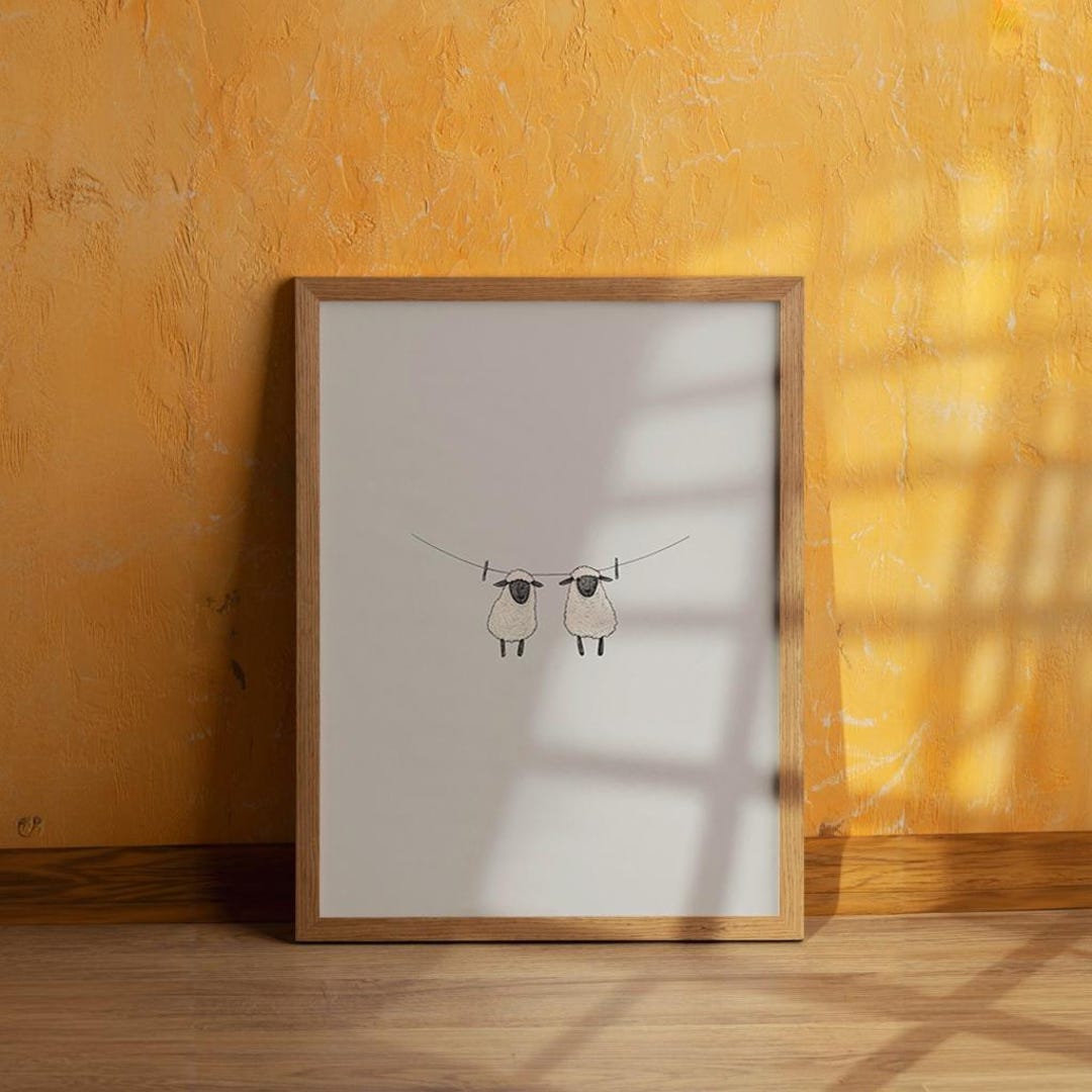 Laundry Sheep Art Print - Minimalist Wall Decor, Funny Animal ...