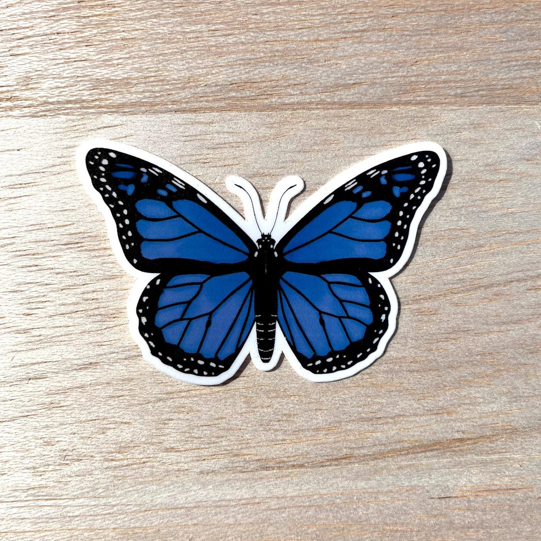 Blue Monarch Butterfly Sticker, Waterproof Vinyl Sticker - Etsy