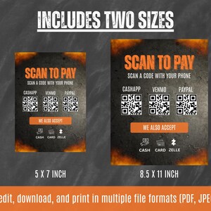 Scan to Pay Schild Vorlage: CashApp, Venmo, PayPal QR Code Stand ...