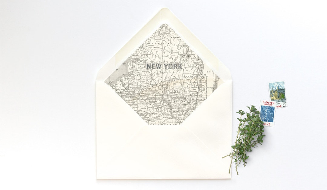 New York State Vintage Map A7 Envelope Liner - Etsy