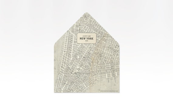 New York City Vintage Map A7 Envelope Liner Invitations Paper etna.com.pe