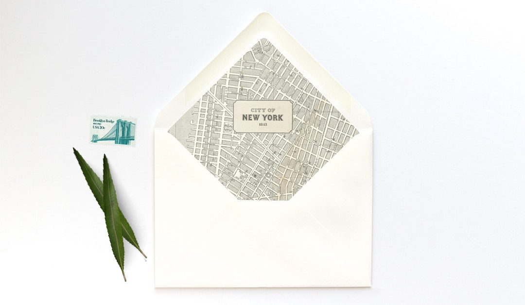 New York City Vintage Map A7 Envelope Liner - Etsy