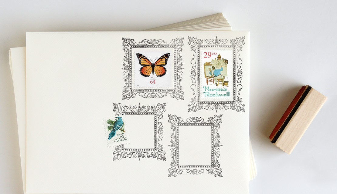 Postage Picture Frame Rubber Stamp for Envelopes: Ornate | Etsy