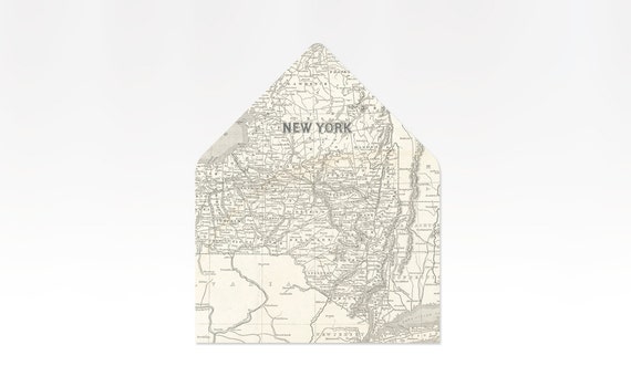 New York City Vintage Map A7 Envelope Liner Invitations Paper etna.com.pe