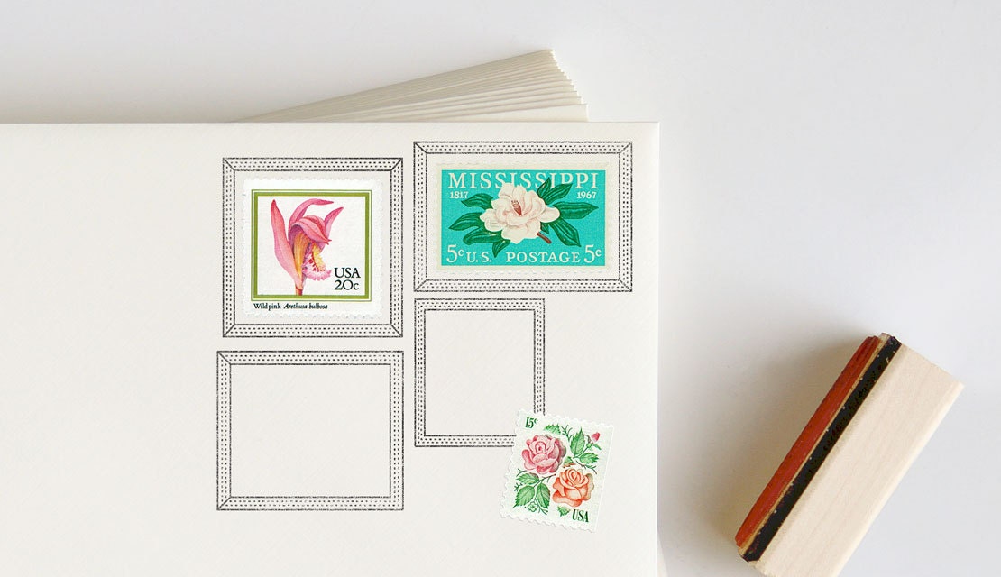 Postage Picture Frame Rubber Stamp for Envelopes: Dotted - Etsy