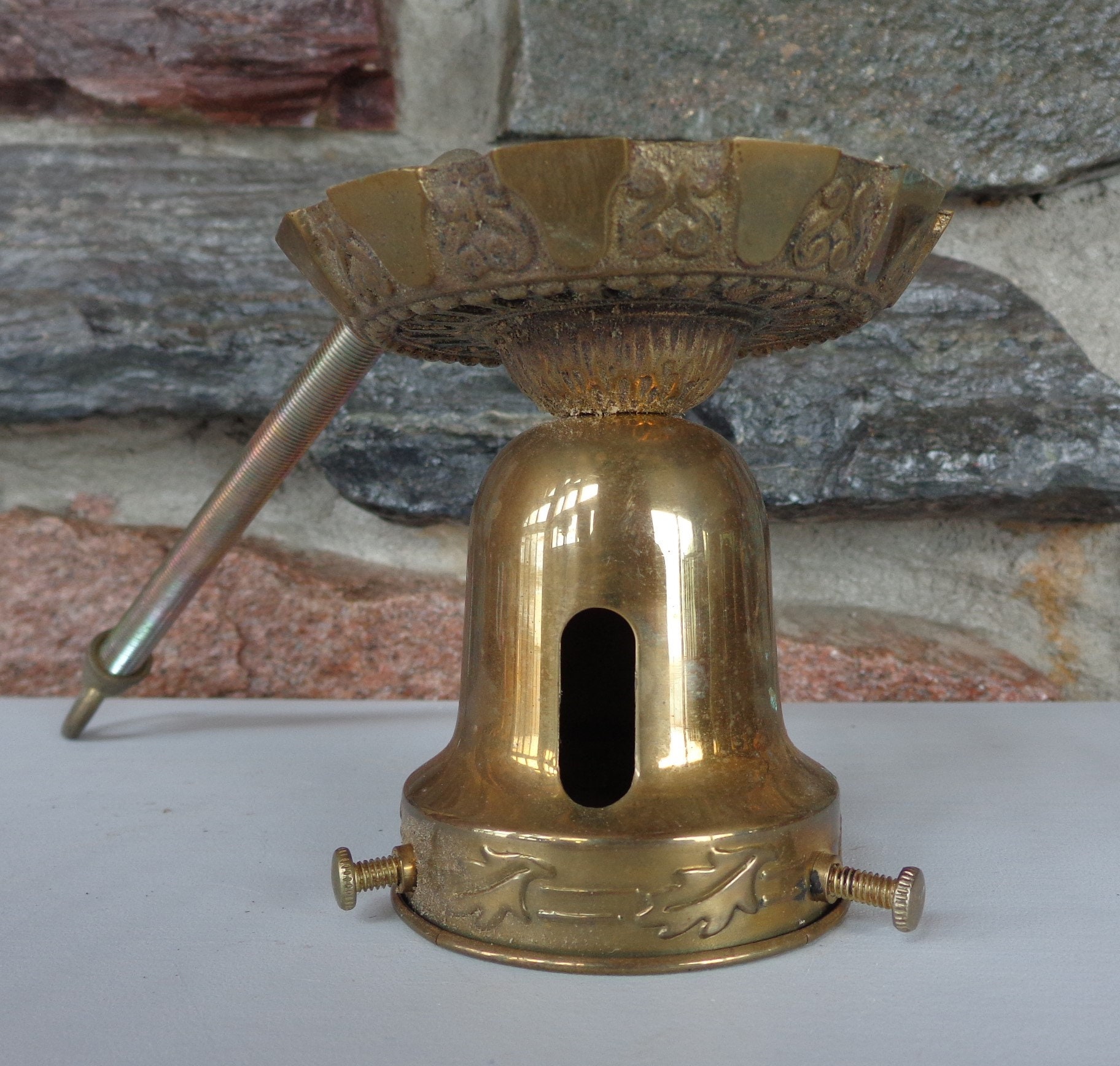 Vintage Ornate Brass Socket Cup Holder for Light Fixture Parts ...