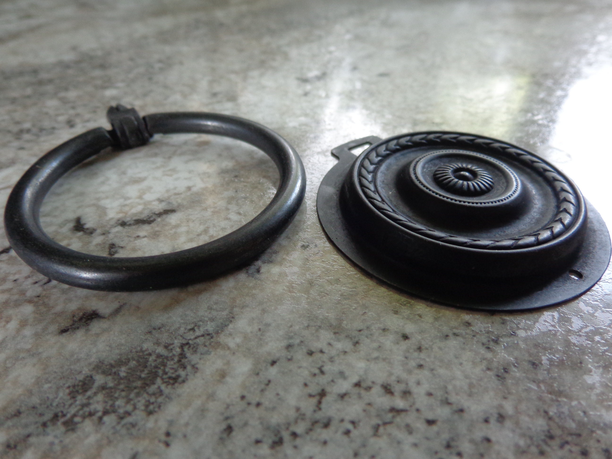Vintage Set of 6 NOS Two-part Round Ring Pulls Black Finish Arts ...