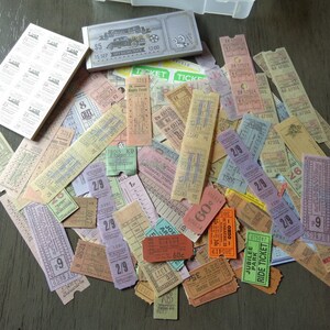 Lot of Paper Tickets in Plastic Container for Scrapbooking Journaling ...