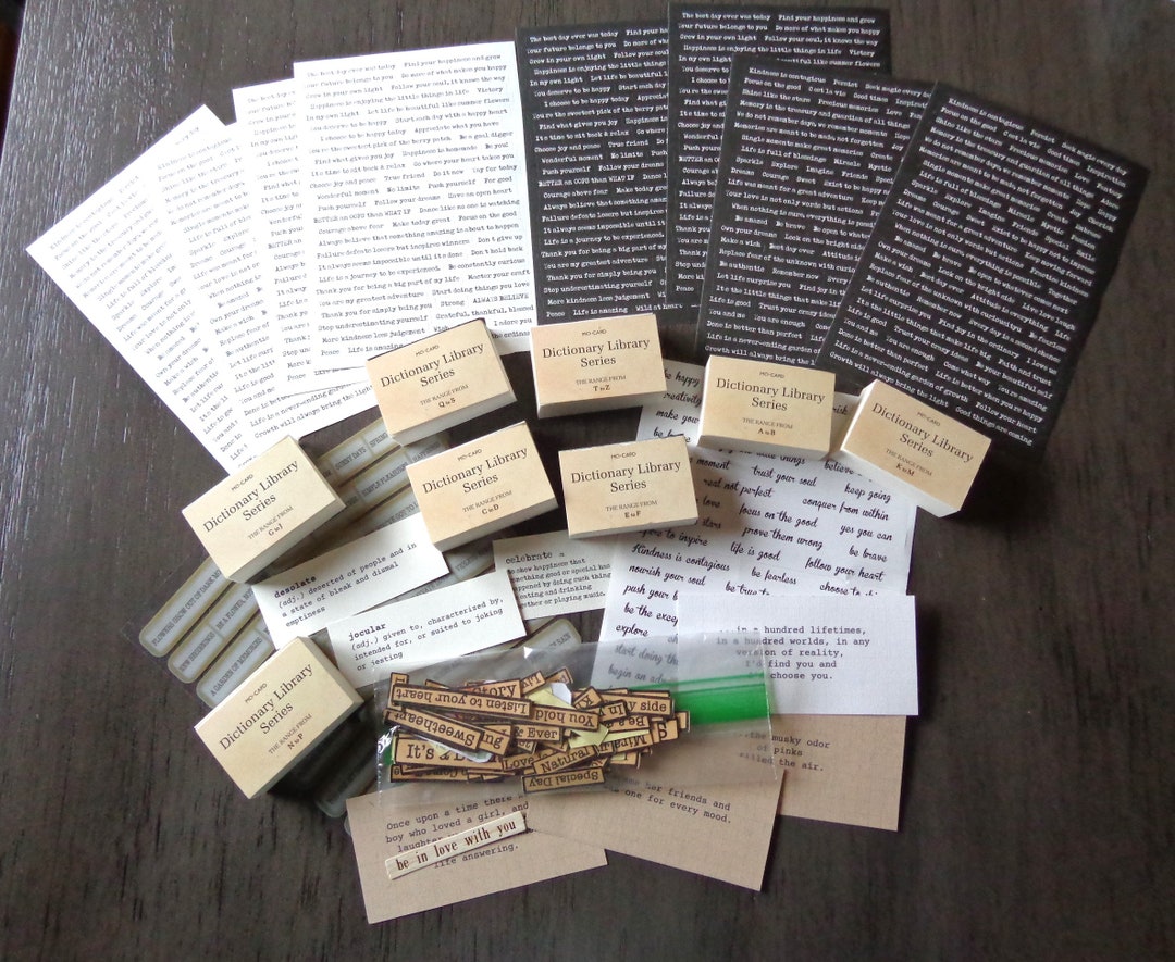 Lot of Paper Words Phrases in Plastic Container for Scrapbooking ...