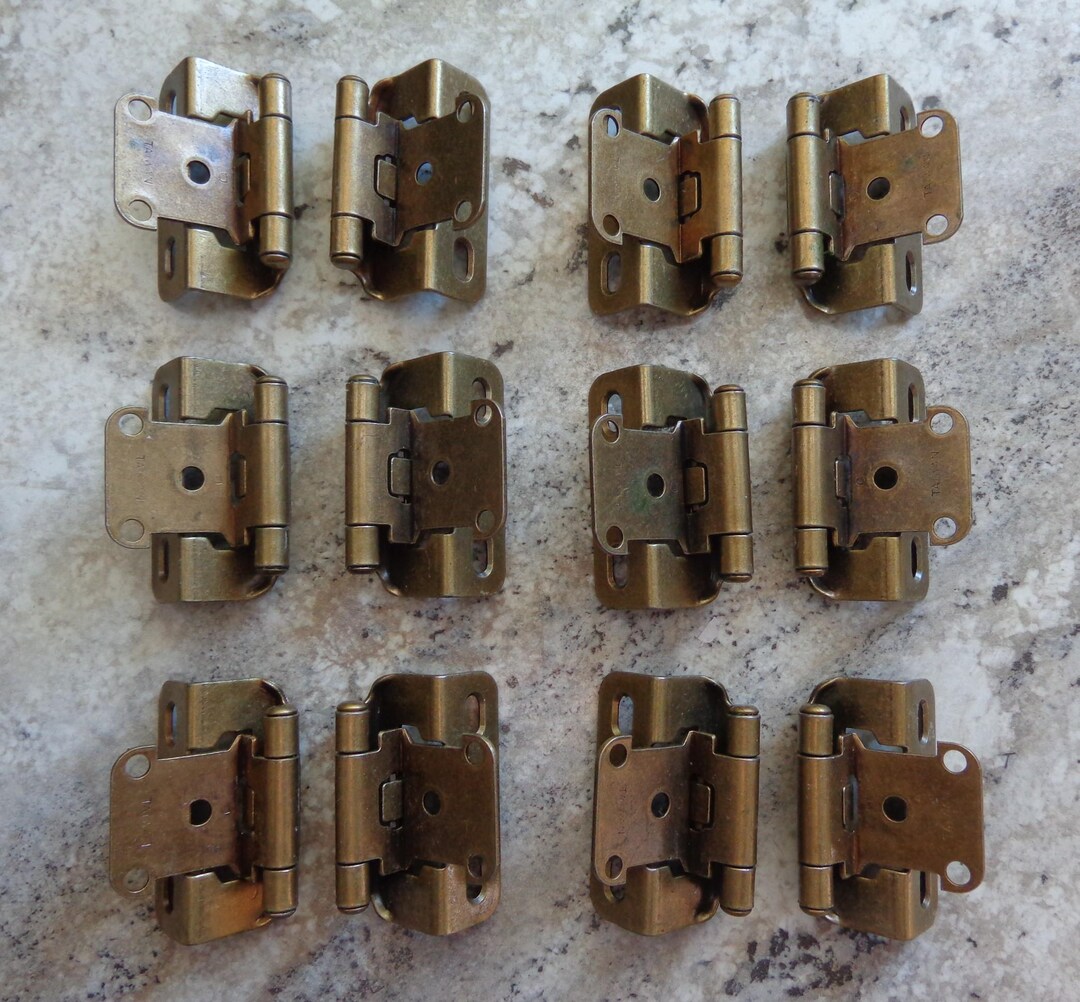 Set of 12 Hinges (6 Pair) Partial Wrap Self Closing Cabinet Door Hinge ...