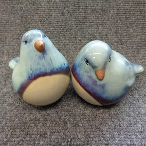 Vintage Pair of Chubby Pottery Blue Bird Figurines - Etsy