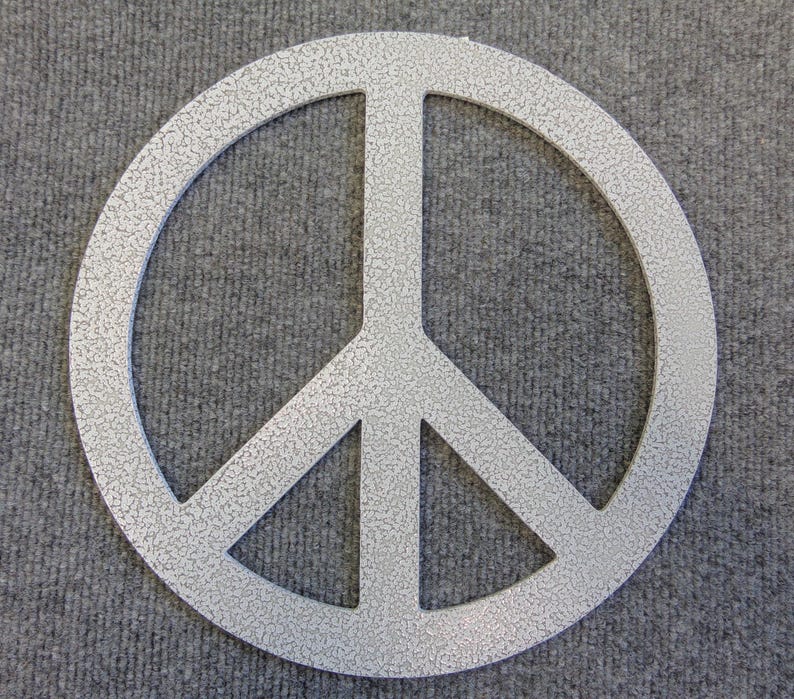 Peace Sign Symbol Plasma Cut Metal Wall Art 10-1/2" Dia Sawtooth Hanger ...