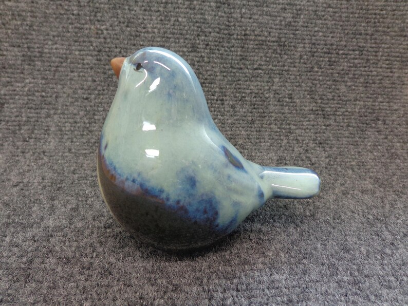 Vintage Pair of Chubby Pottery Blue Bird Figurines - Etsy