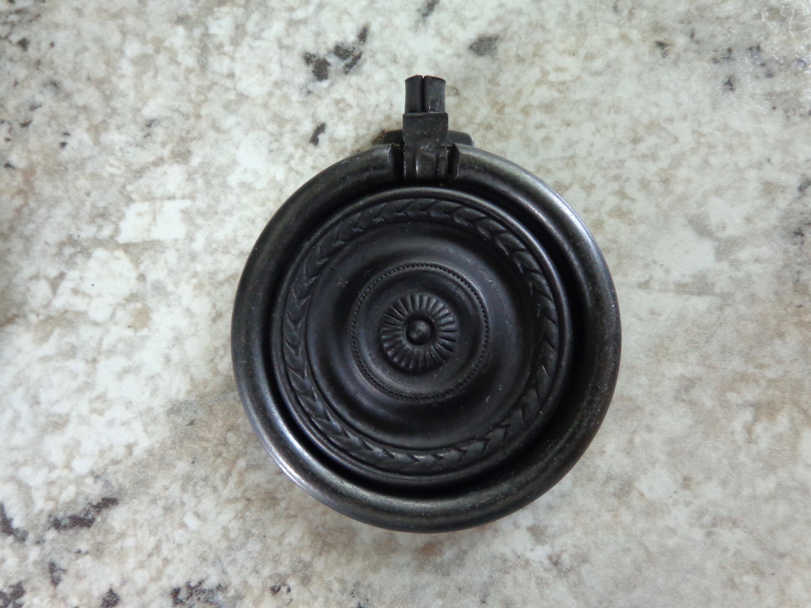 Vintage Set of 6 NOS Two-part Round Ring Pulls Black Finish Arts ...