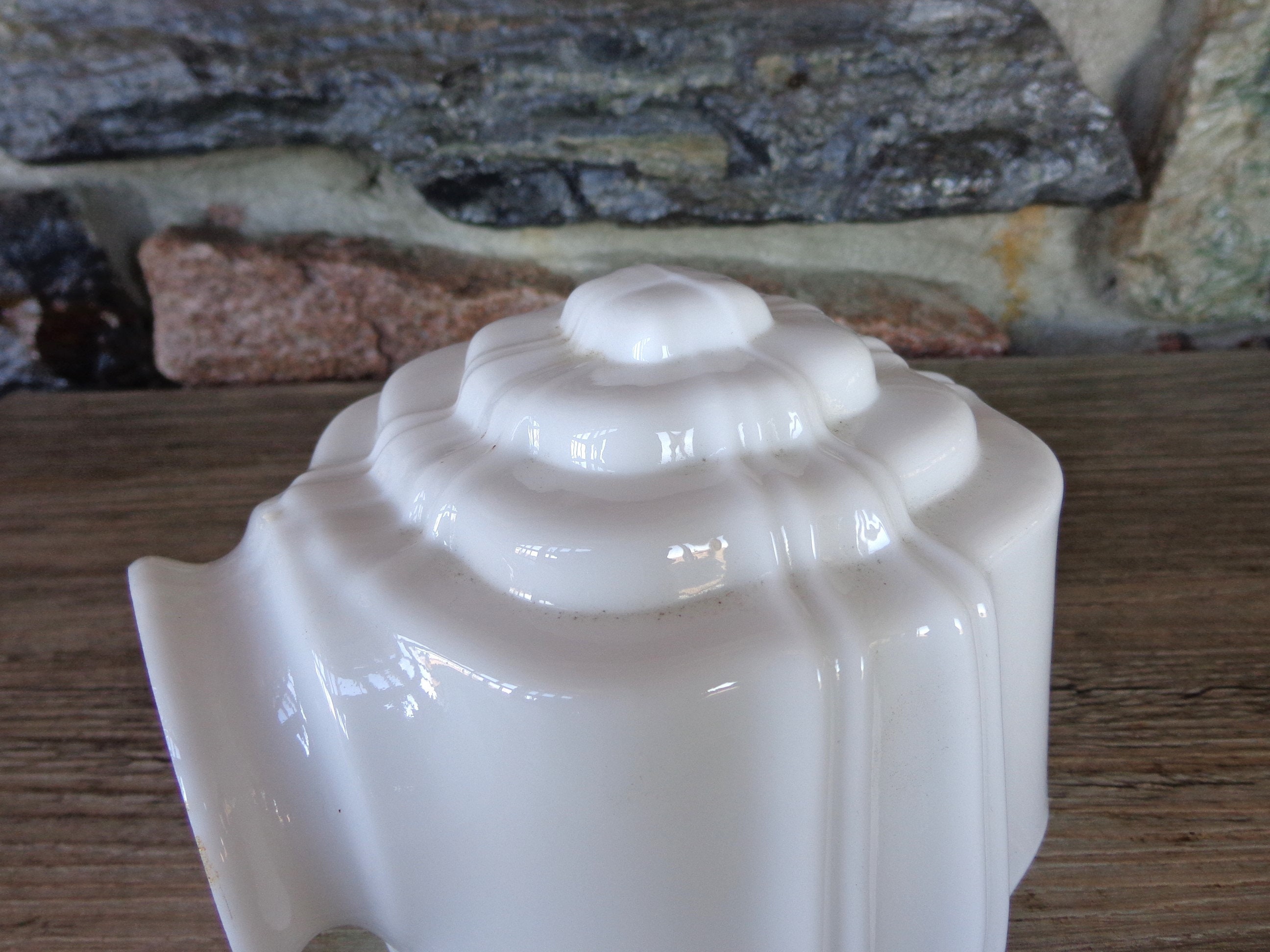 Vintage White Milk Glass Half Shade Light Fixture Sconce 2-1/4 Fitter ...