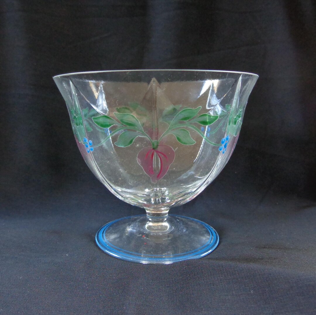 Vintage Orrefors Maja Footed Compote Bowl Hand Painted Signed 5 ...