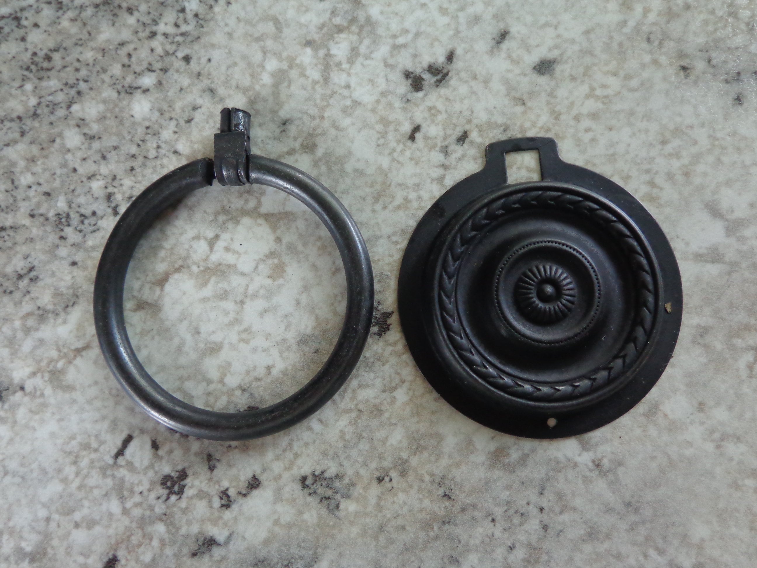 Vintage Set of 6 NOS Two-part Round Ring Pulls Black Finish Arts ...