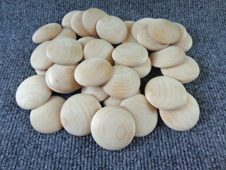 Lot of 40 Wood Wafers Buttons Trims 1-3/4" Round Woodworking Wood ...