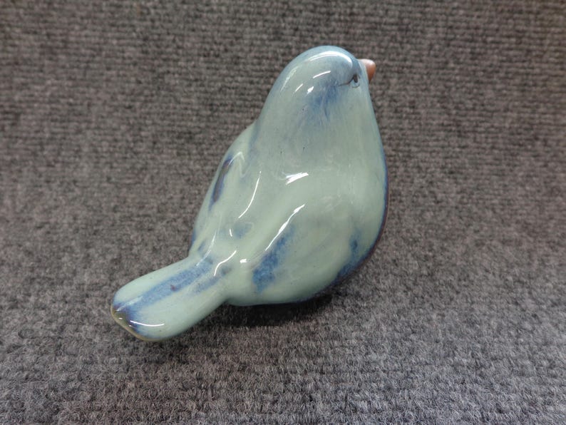Vintage Pair of Chubby Pottery Blue Bird Figurines - Etsy