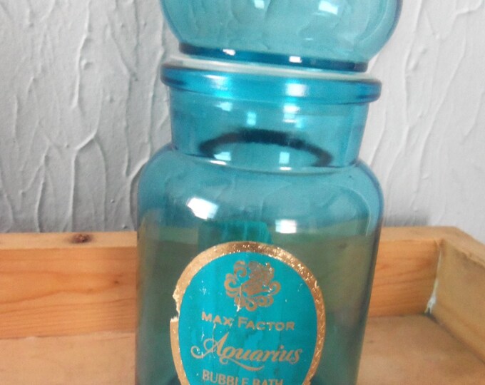 Max Factor Aquarius Bubble Bath Crystals Blue Apothecary Jar Made in ...