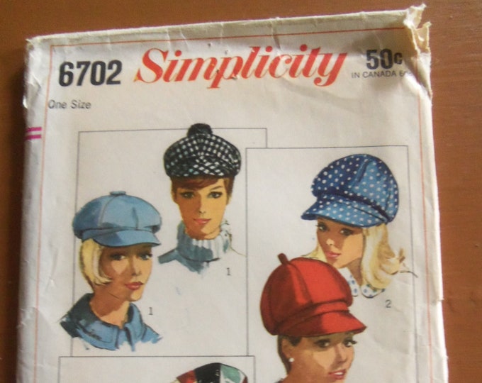 1966 Simplicity 6702 One Size Set of Hats Pattern Uncut - Etsy