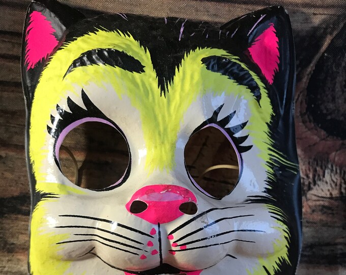 Vintage 1960' 1970's Children's Size Small Cat Halloween Mask - Etsy