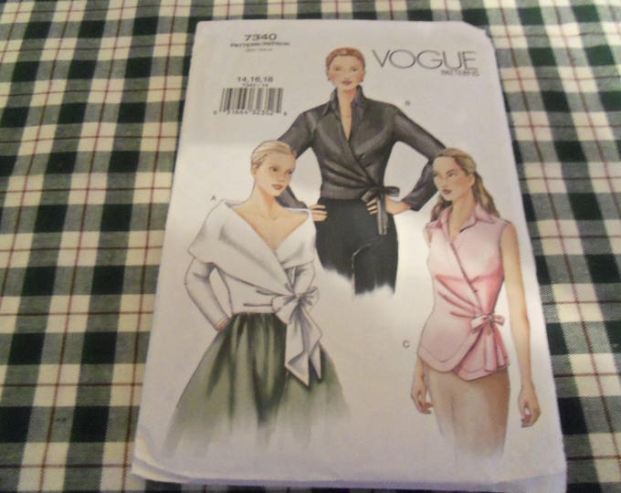 Vogue Pattern 7340 Misses' Blouse Size 14 16 18 Uncut - Etsy