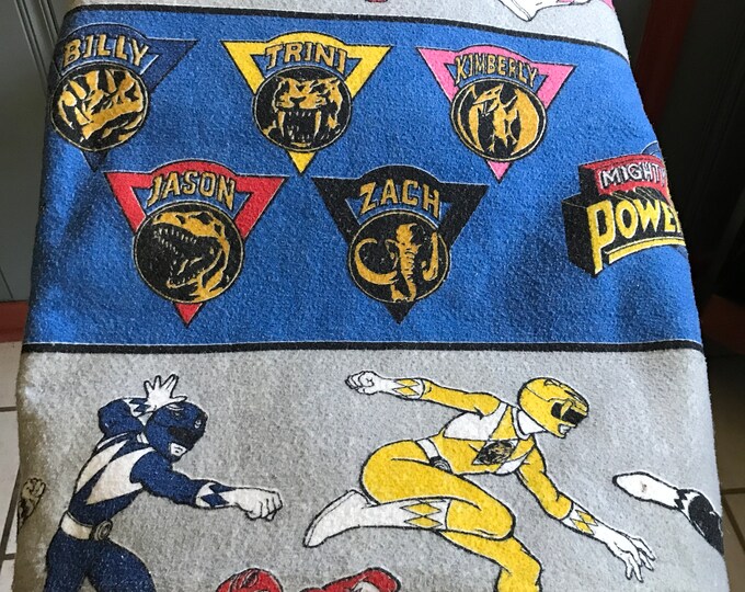 Vintage 1994 Mighty Morphin Power Rangers Blanket 120 X 86 Inches 50/50 ...