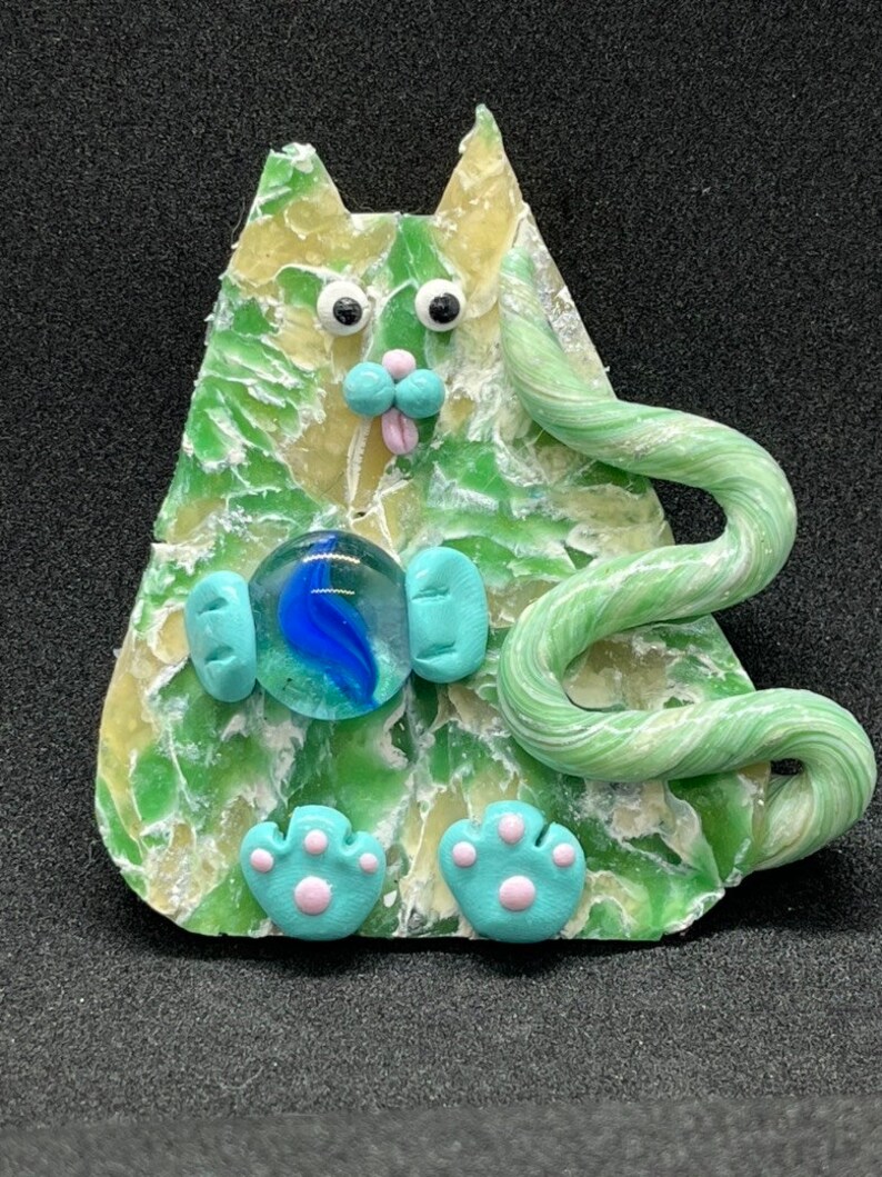 Colorful Cats - Jade Marble With Glass Marble - Etsy
