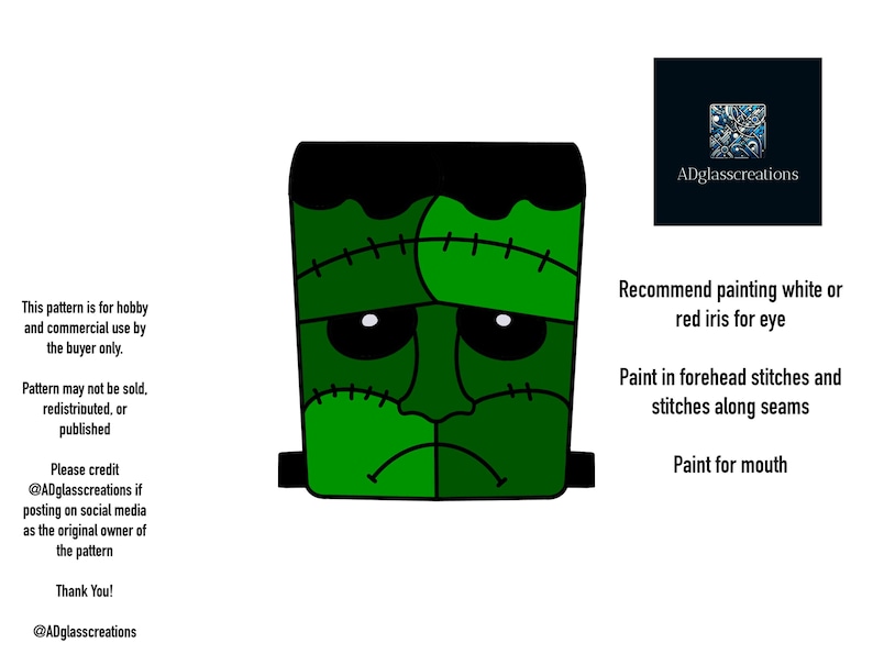Pattern • Frankenstein Stained Glass Pattern • PDF/PNG • Digital ...