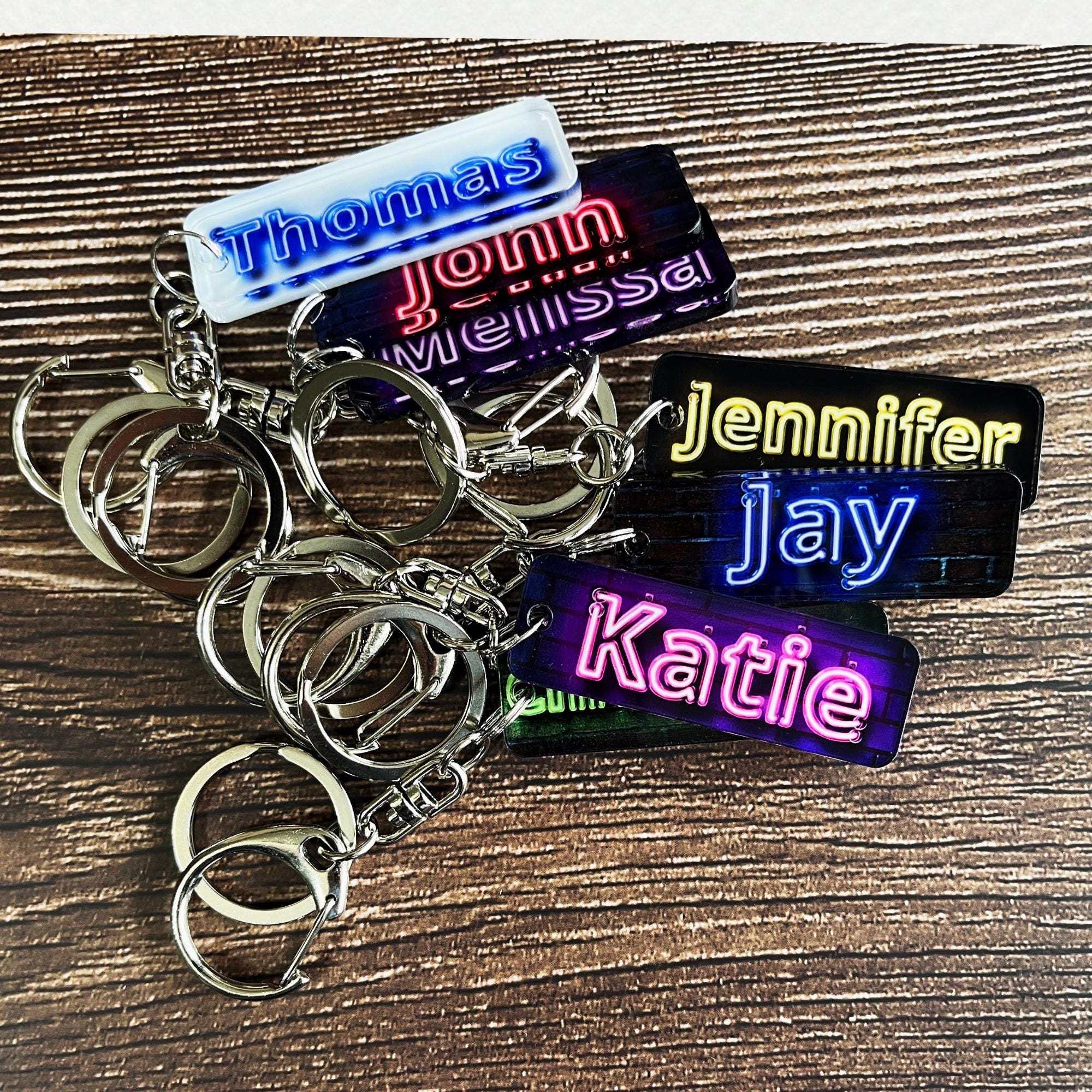Custom Neon Name Keychain: Personalized Acrylic Keyring Neon Color Text ...
