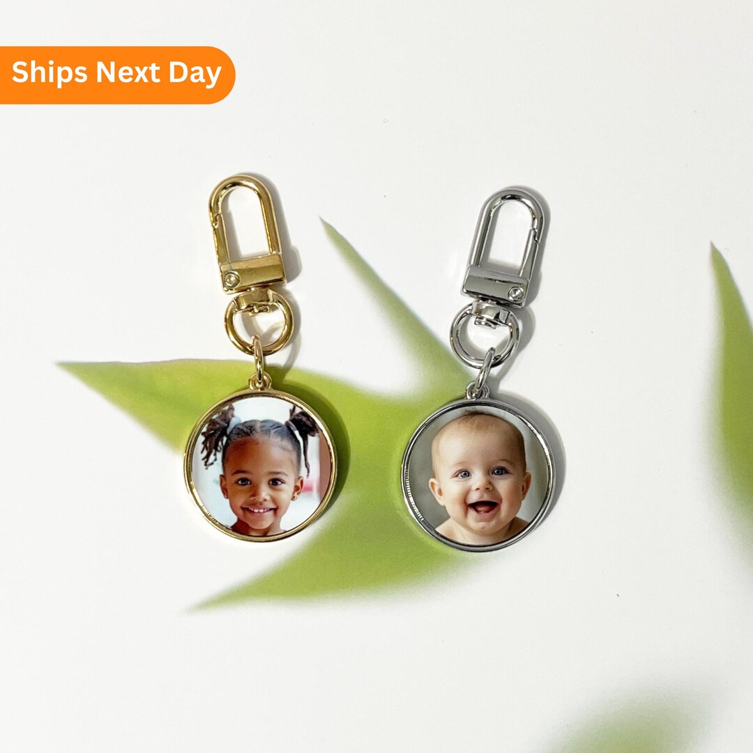 Personalized Circle Metal Keyring, Double-sided Photo Keychain, Custom ...