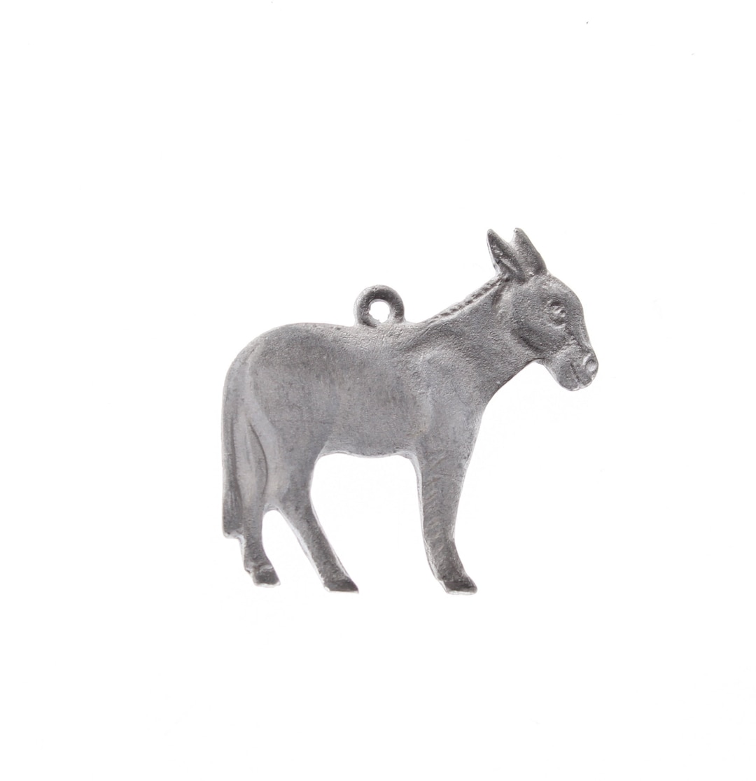 Donkey Charm, Classic Silver or Rustic Finish, Made in USA of Cast Zinc ...