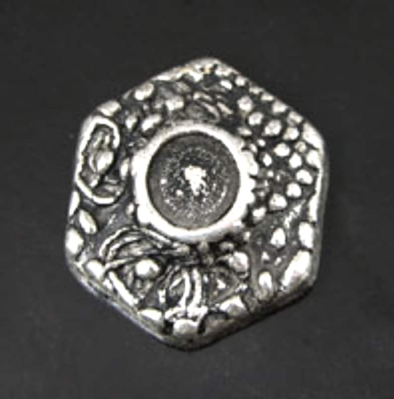 32mm Raku Hexagon Cabochon for Buttons, Earrings, With 11.5mm Bezel ...