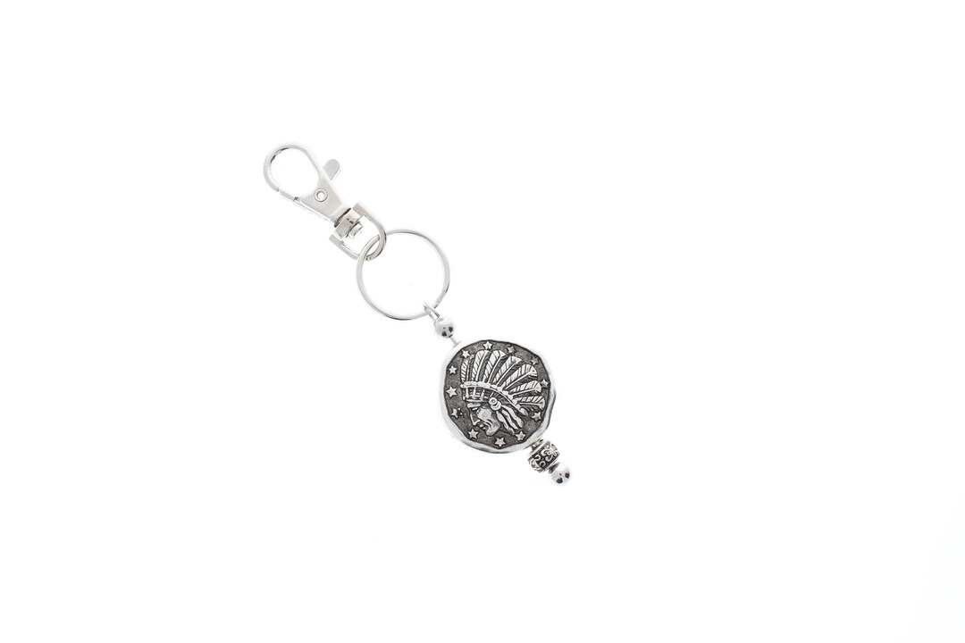 Key Chain, Double Sided Indian Chief Bead - Etsy